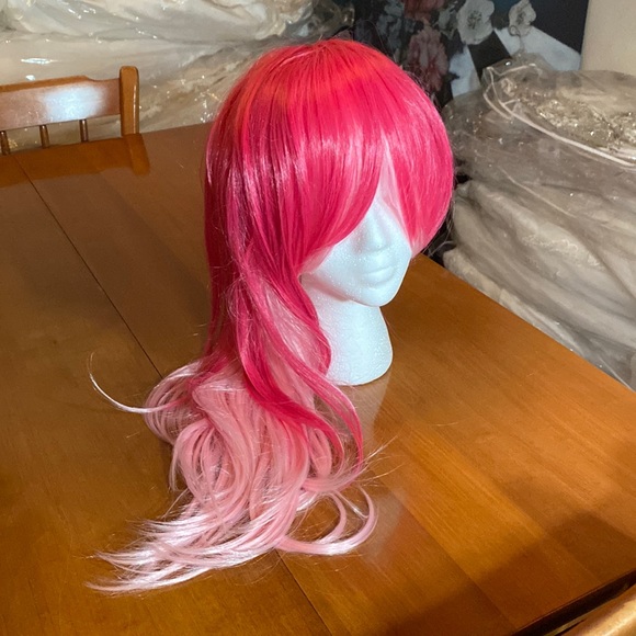 Accessories | Hot Pink Soft Pink Bubble Pink White Wig Cosplay Costume ...